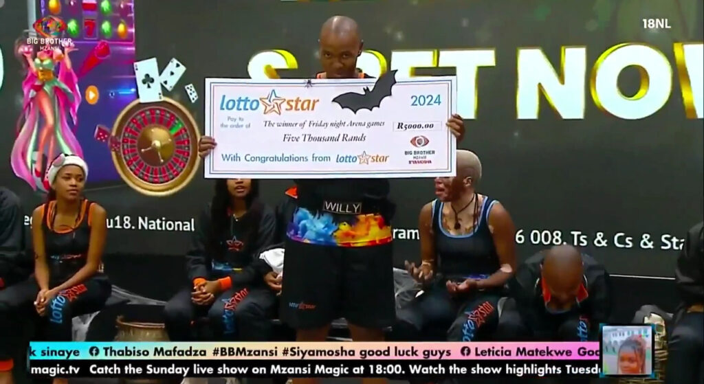 Willy wins the Lotto Star Friday Night Arena Games again - Big Brother ...